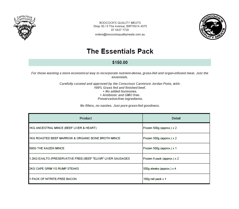 Conscious Carnivore x Boocock's: The Essentials Pack | Boocock's Quality Meats